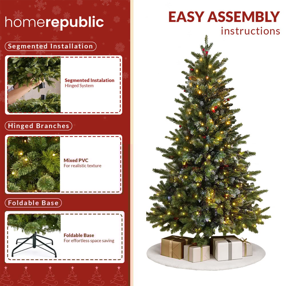 Noel Square Warm White LED Xmas Half Tree 4.9ft | Homebase