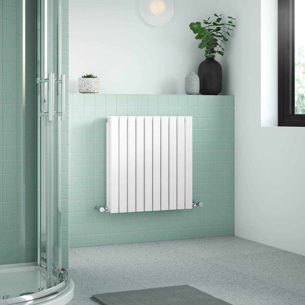 nuie Sloane Horizontal Satin White Double Panel Radiator 600 x 586mm ... nuie Sloane Horizontal Satin White Double Panel Radiator 600 x 586mm ...