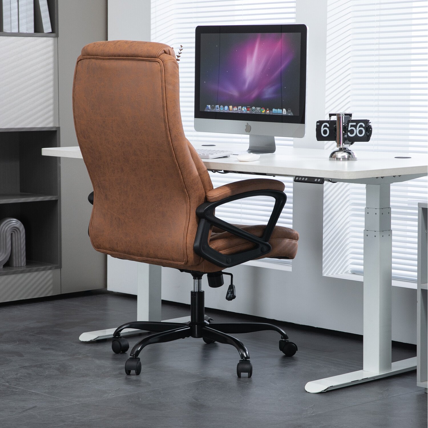 Suffolk High Back Office Chair - Brown | Homebase