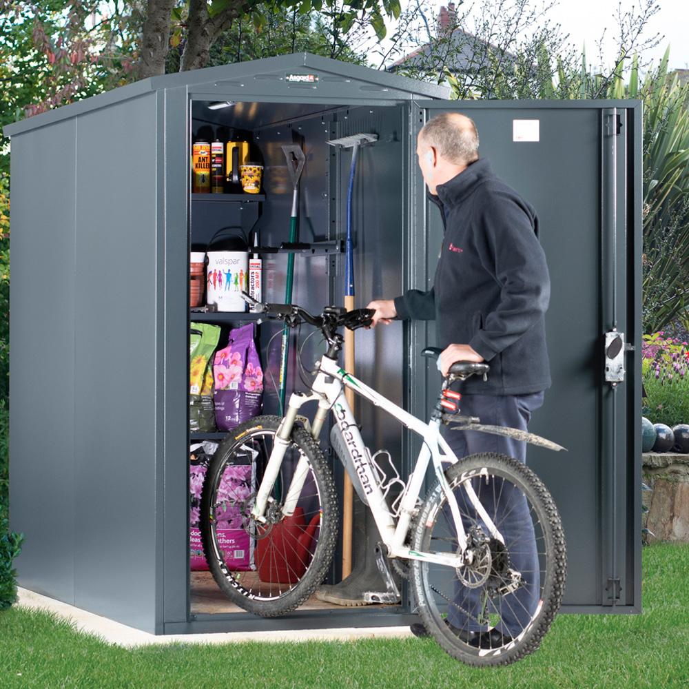 Asgard Sentry 3 x 7ft Grey Apex E Bike Storage Shed | Homebase