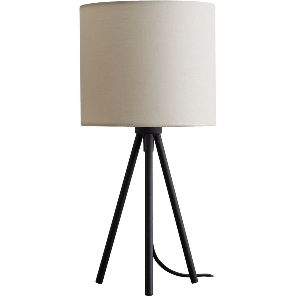 Kliving Cream Cotton Fabric Shade Black Modern Metal Tripod Table Lamp ...