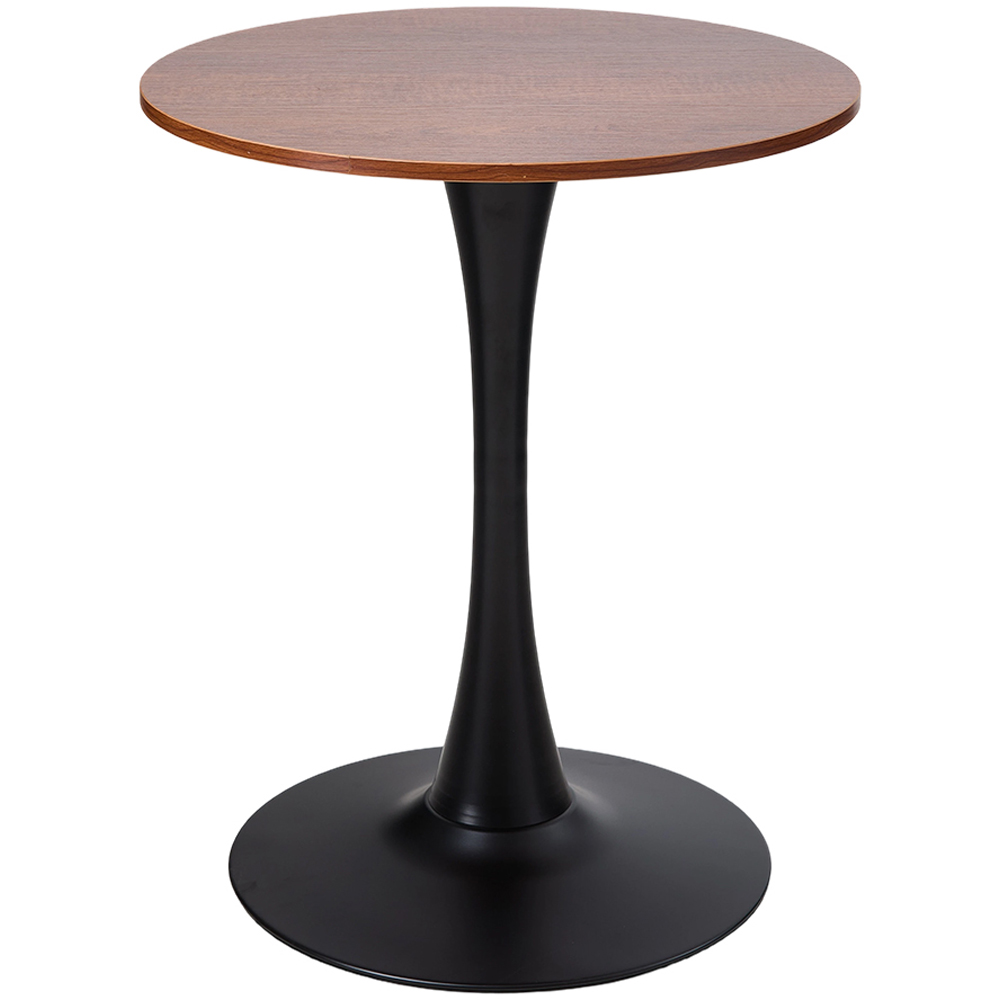 Living and Home 2 Seater Metal Base Modern Round Dining Table Walnut ...