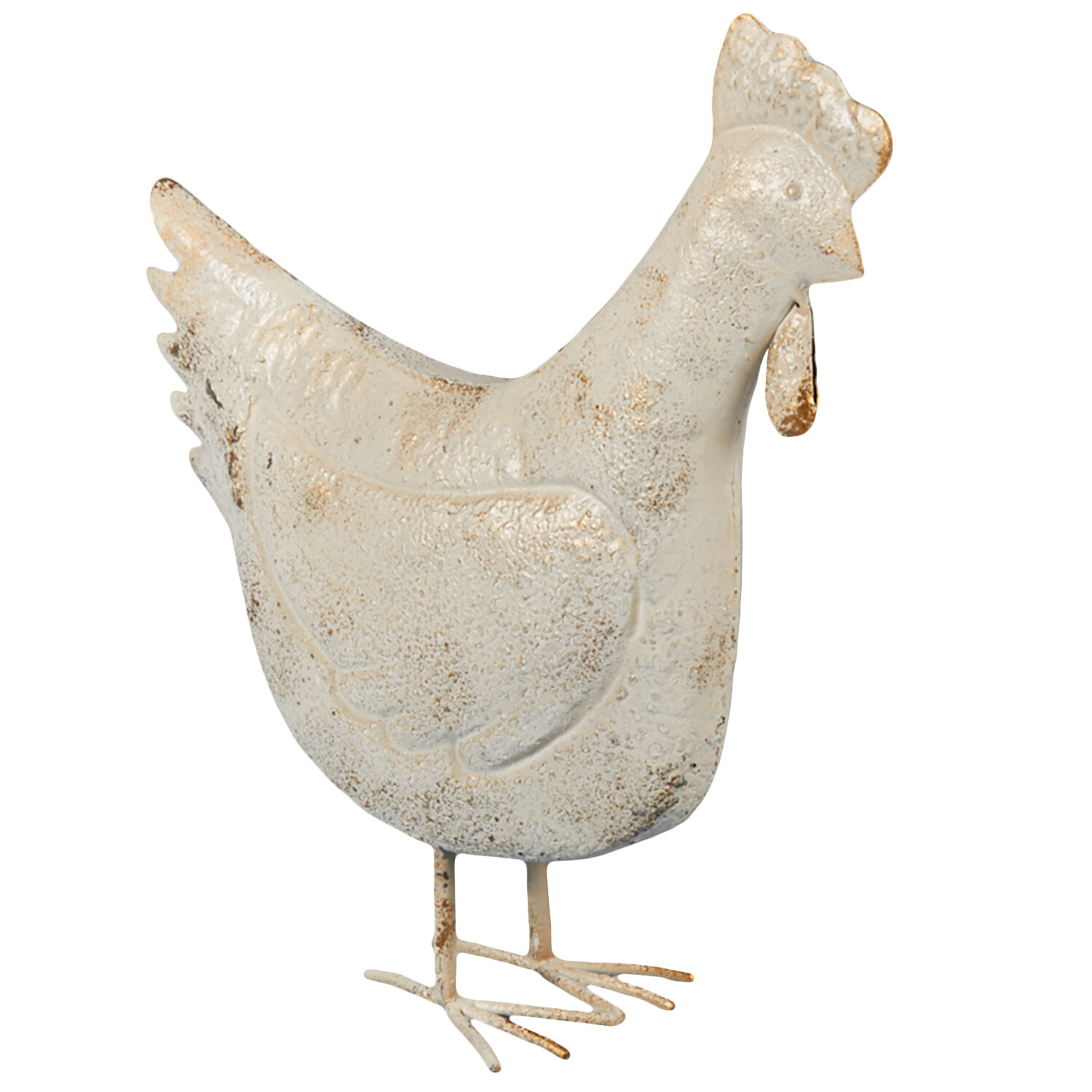 Metal Chicken Ornament - White | Homebase