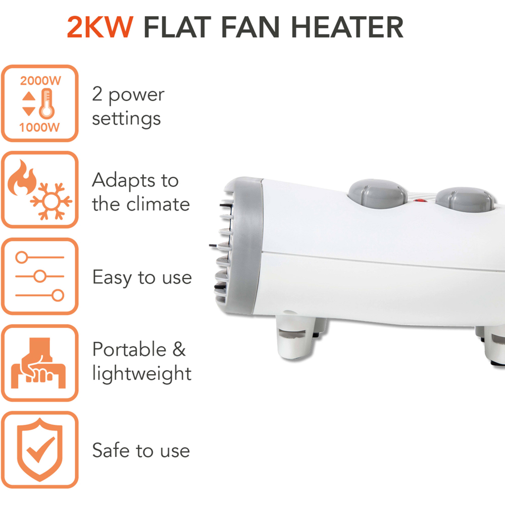 Warmlite White Portable Flat Fan Heater with Adjustable Thermostat ...