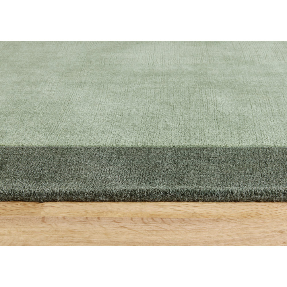 Origins Borders Sage Green Wool Rug 67 x 200cm | Homebase