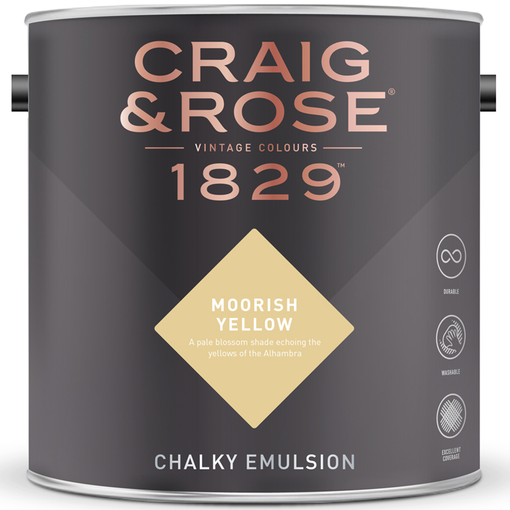 Craig & Rose Walls and Ceilings Moorish Yellow Chalky Emulsion Paint 5L ...