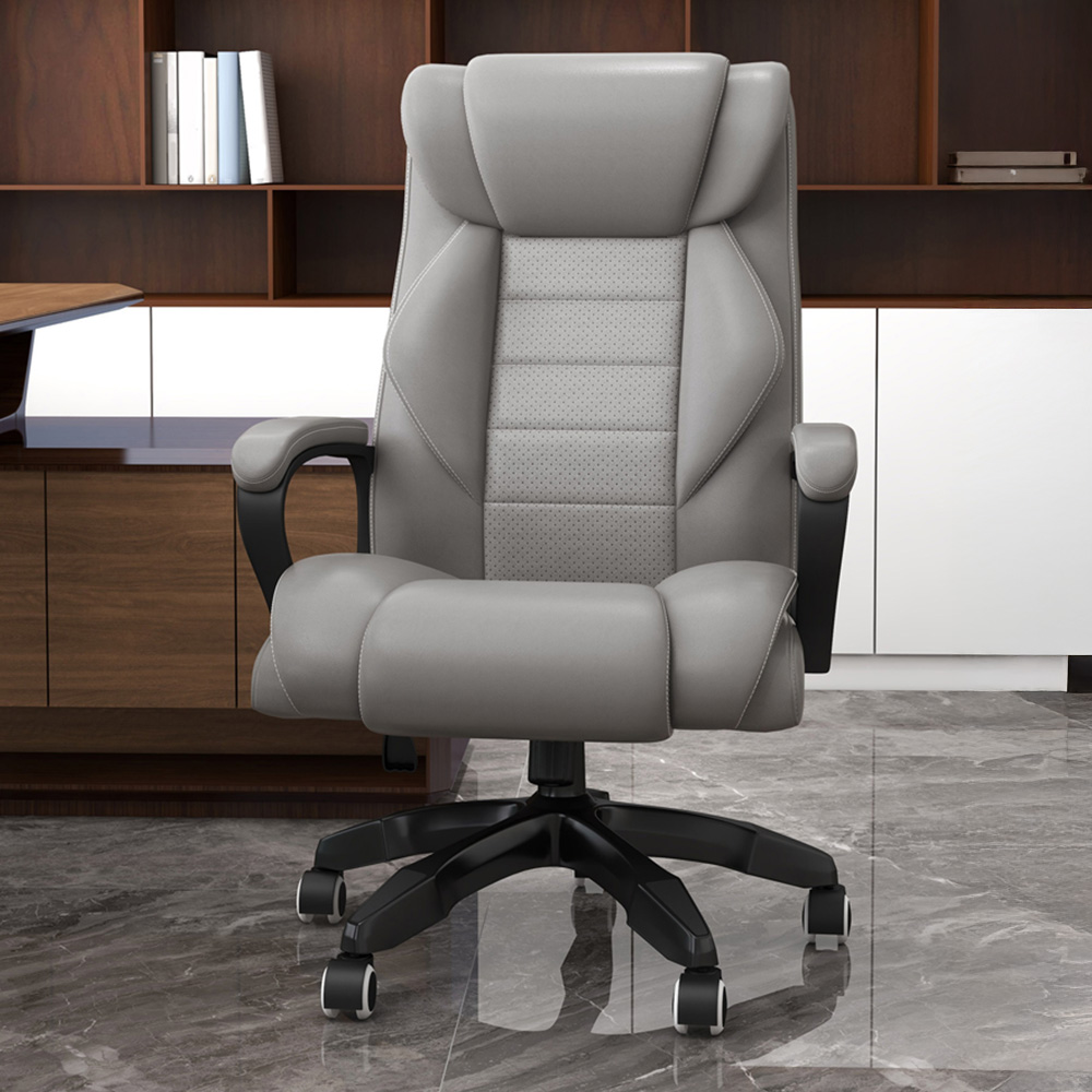 Portland Grey Vibration Massage High Back Executive Office Chair | Homebase