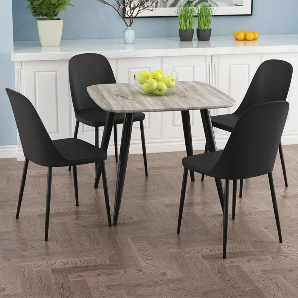 Core Products Aspen 4 Seater Square Dining Set Grey Oak and Black ...