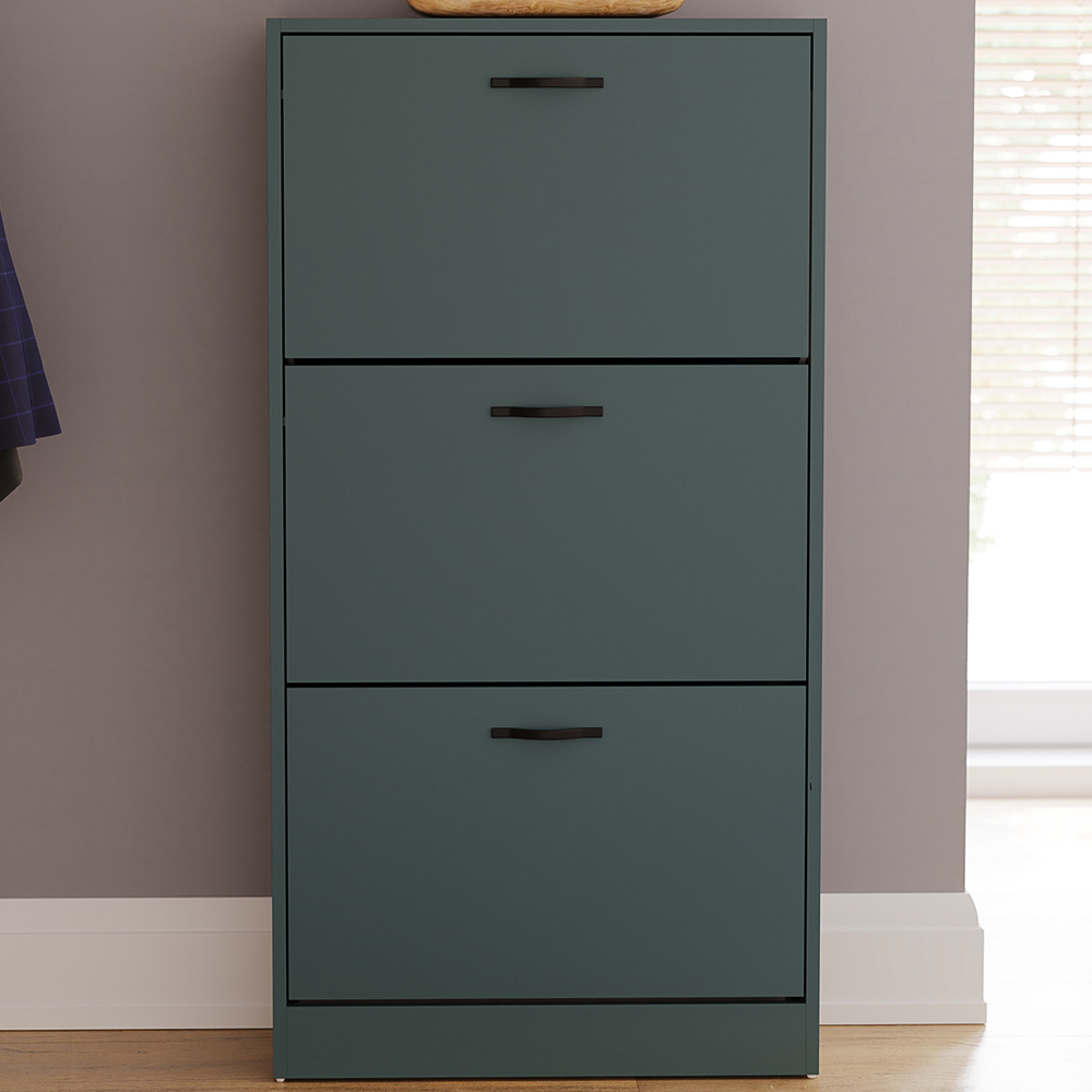 Vida Designs 3 Drawer Green Shoe Cabinet | Homebase