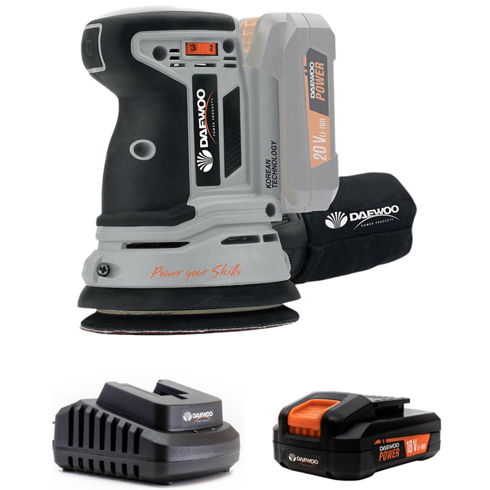 Daewoo U Force 18v Cordless Orbital Sander With 2 0ah Battery Charger