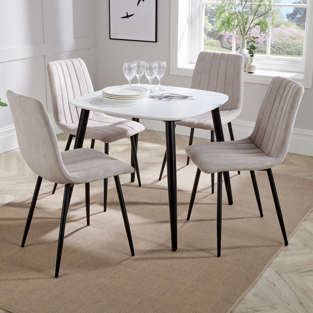 Core Products Aspen 4 Seater Square Dining Set White and Natural | Homebase