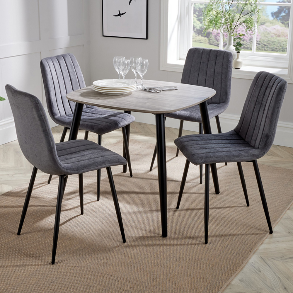 Core Products Aspen 4 Seater Square Dining Set Grey Oak and Grey | Homebase