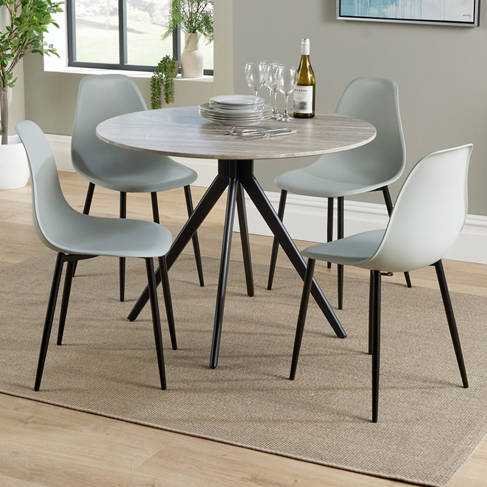 Core Products Aspen 4 Seater Round Dining Set Grey Oak and Grey | Homebase