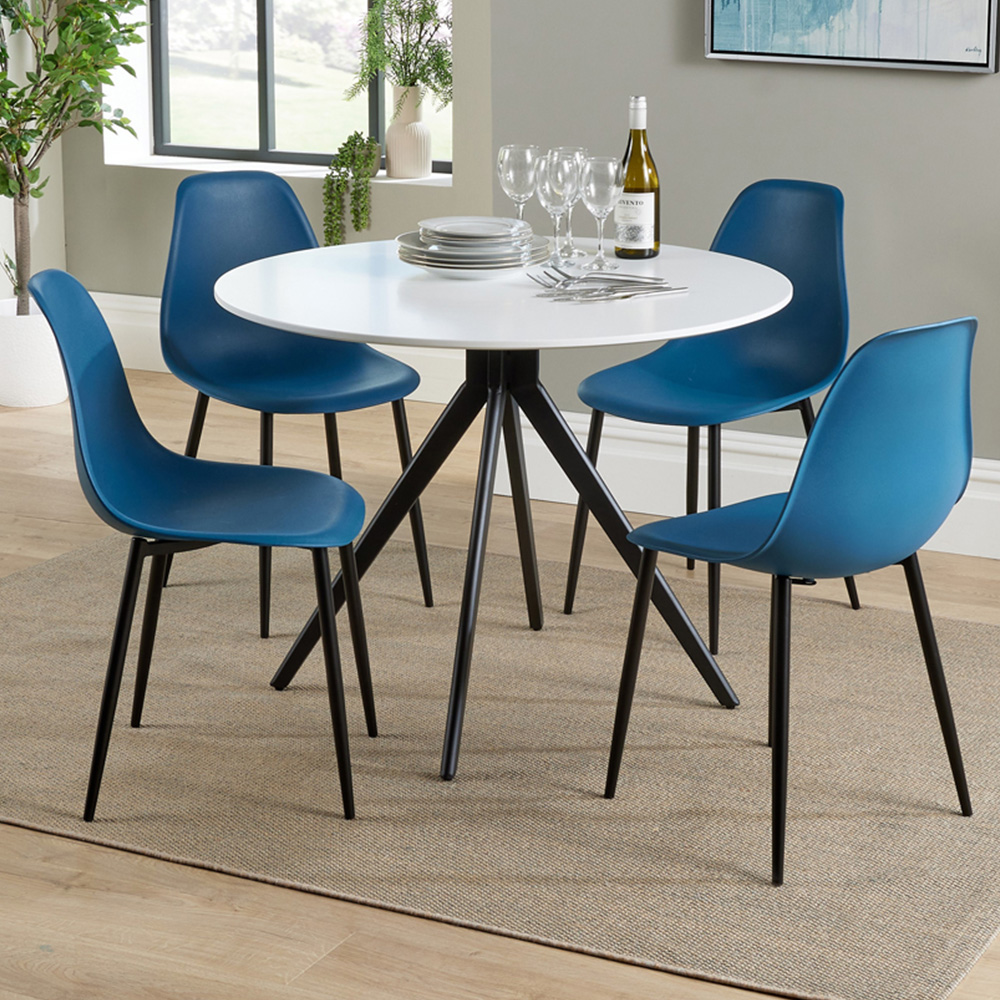 Core Products Aspen 4 Seater Round Dining Set White and Blue | Homebase