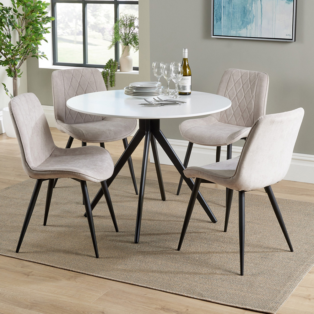 Core Products Aspen 4 Seater Round Dining Set White and Natural | Homebase