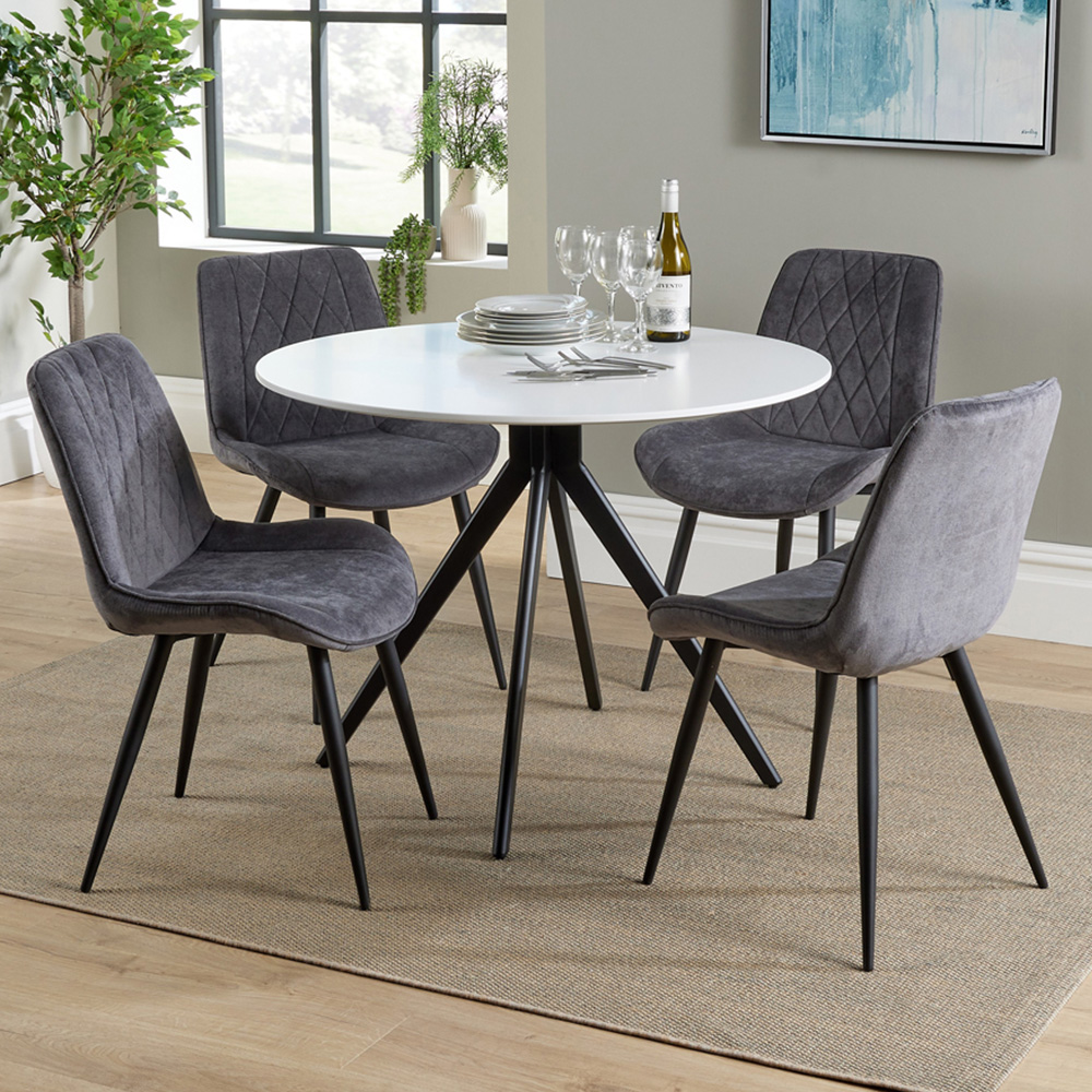Core Products Aspen 4 Seater Round Dining Set White and Grey | Homebase