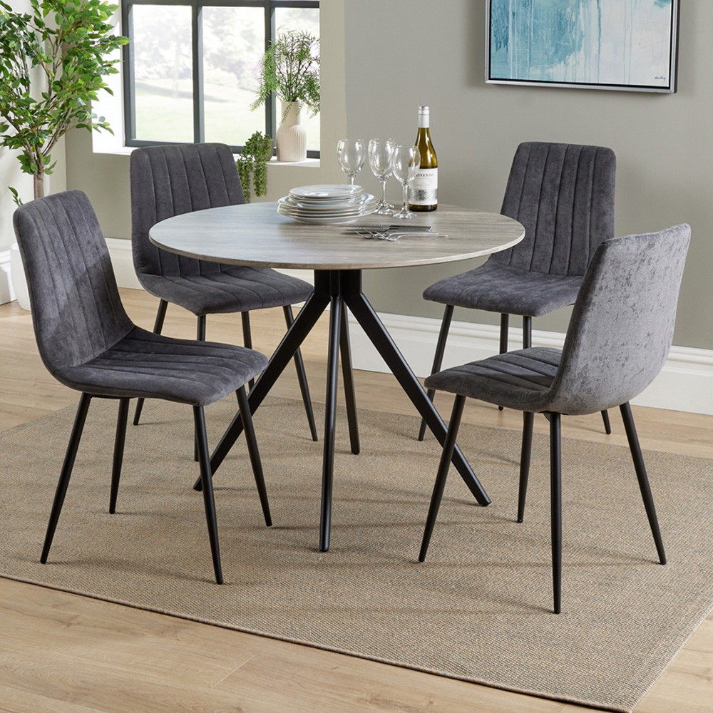 Core Products Aspen 4 Seater Round Dining Set Grey Oak and Grey | Homebase