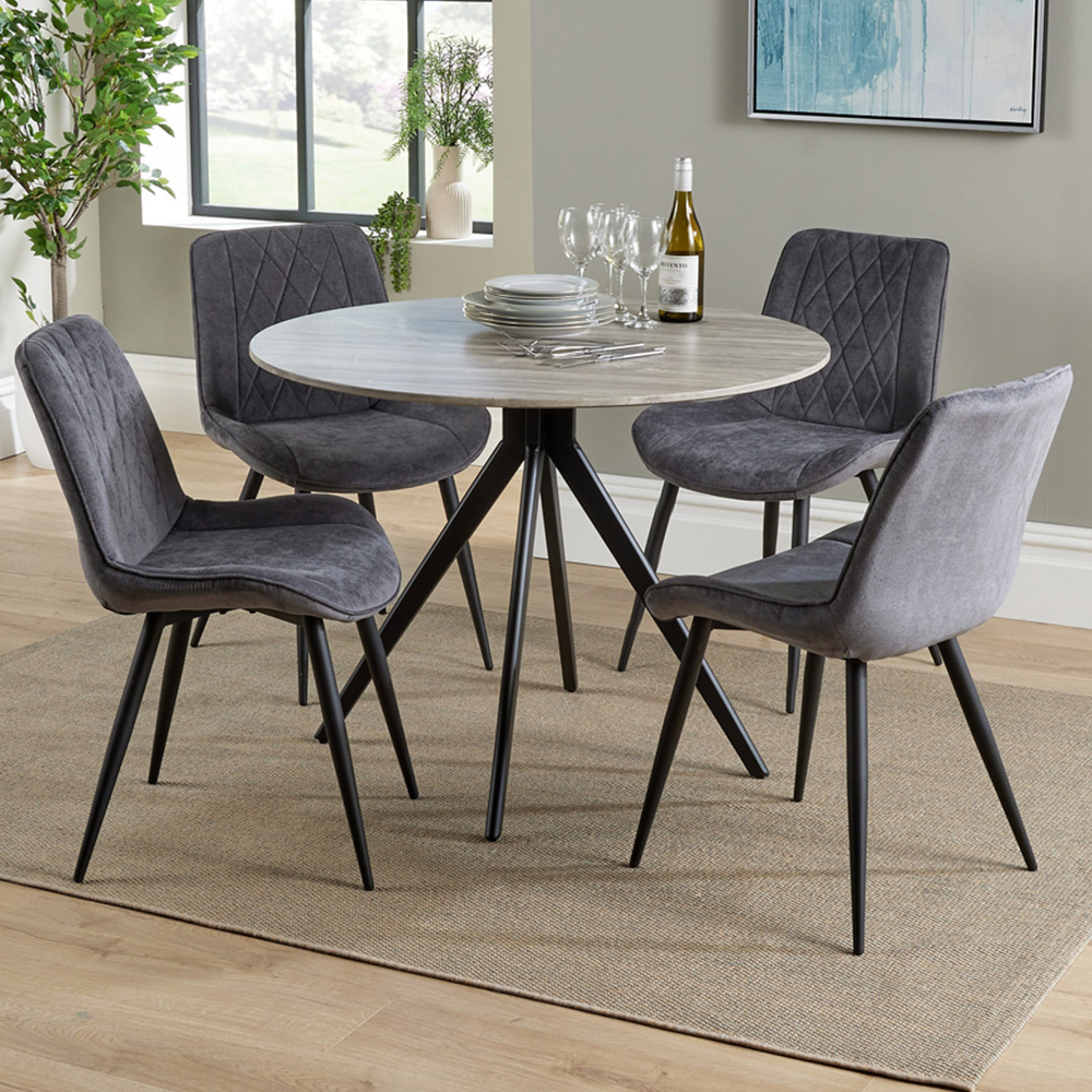 Core Products Aspen 4 Seater Round Dining Set Grey Oak and Grey | Homebase